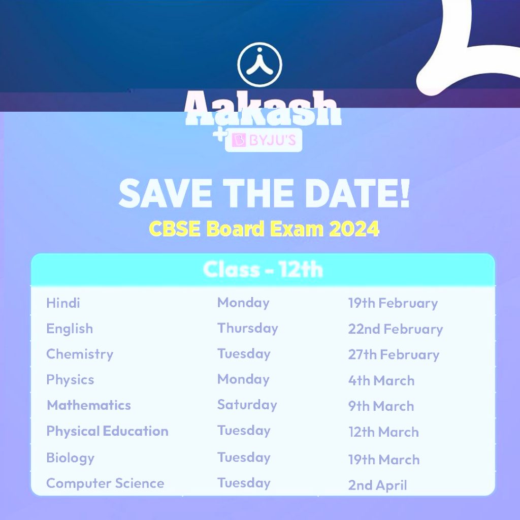 CBSE Class 10 Date Sheet 2024 PDF Released Download Complete Time